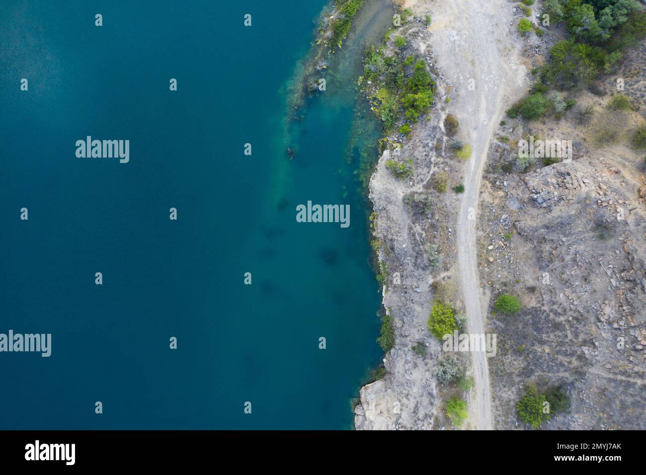 Beautiful blue lake with granite bank, top view Stock Photo - Alamy