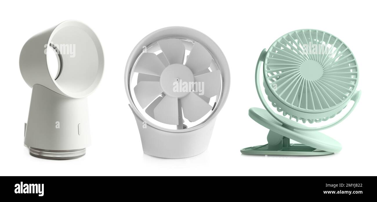 Set of different fans on white background, banner design Stock Photo ...
