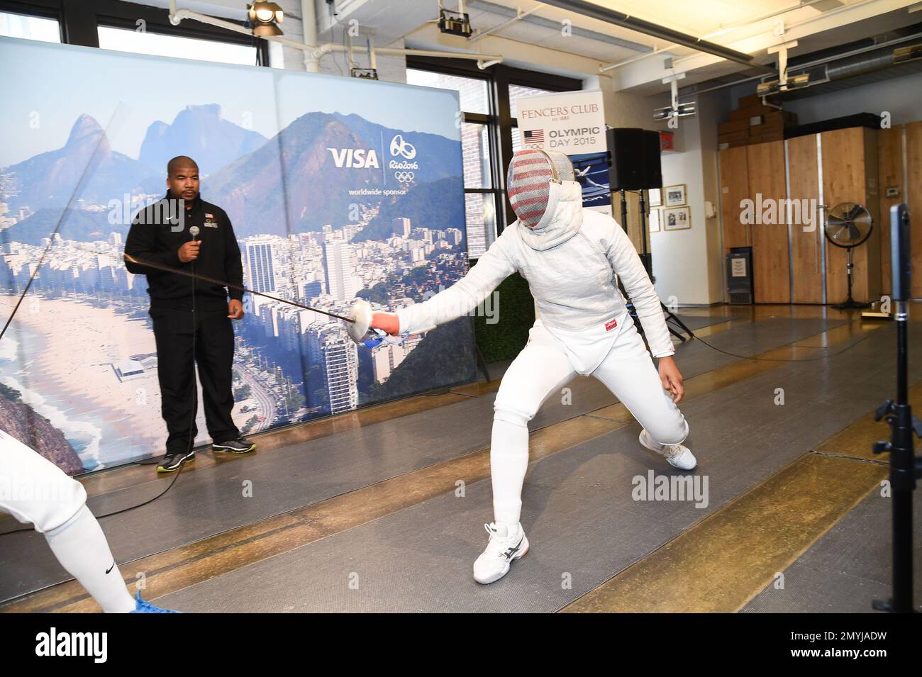 Team Visa athlete Ibtihaj Muhammad and her sister Faizah lead an ...