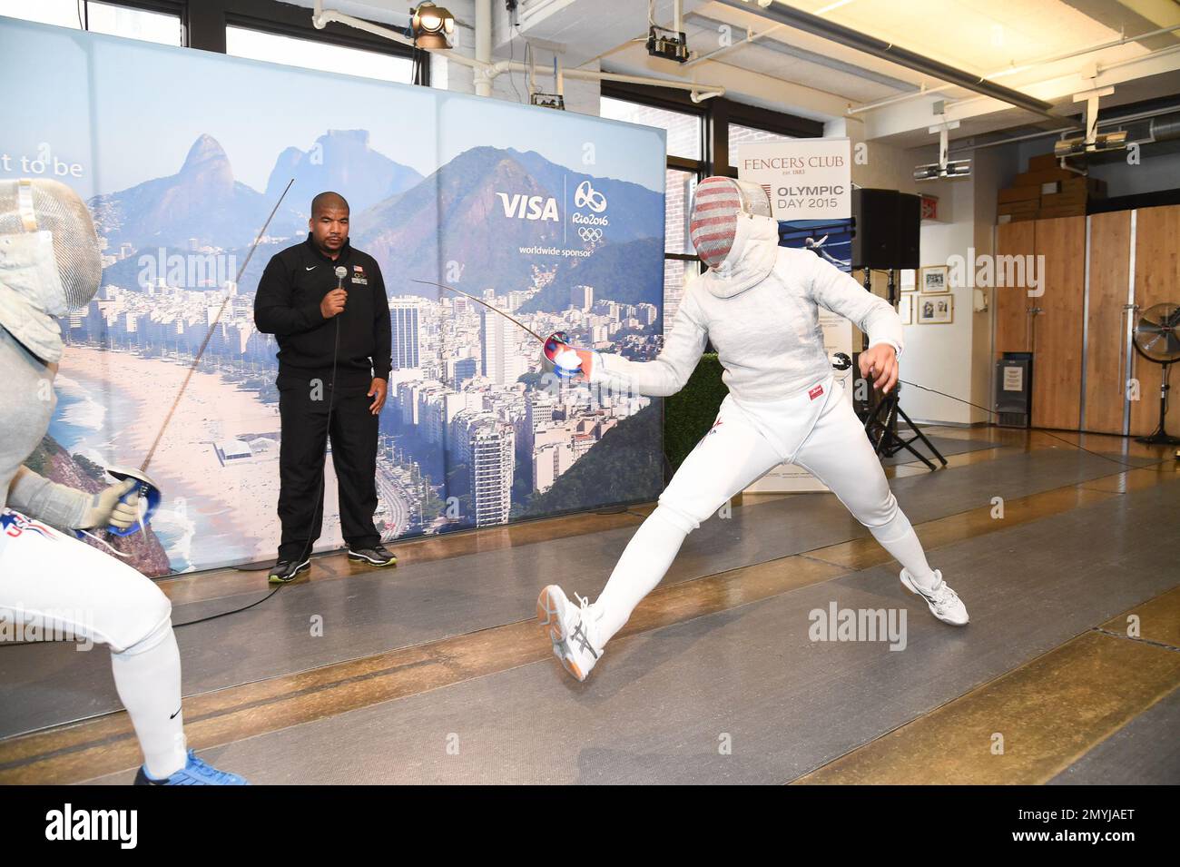 Team Visa athlete Ibtihaj Muhammad and her sister Faizah lead an ...