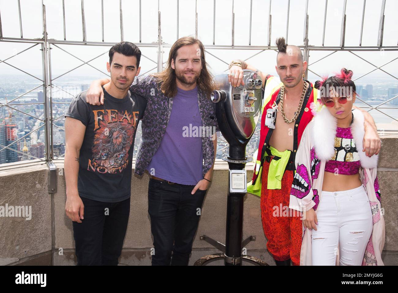 DNCE band members, from left, Joe Jonas, Jack Lawless, Cole Whittle and ...