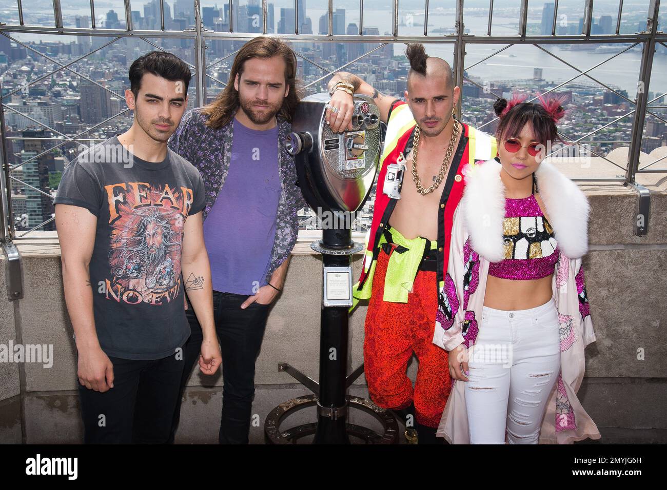 DNCE band members, from left, Joe Jonas, Jack Lawless, Cole Whittle and ...