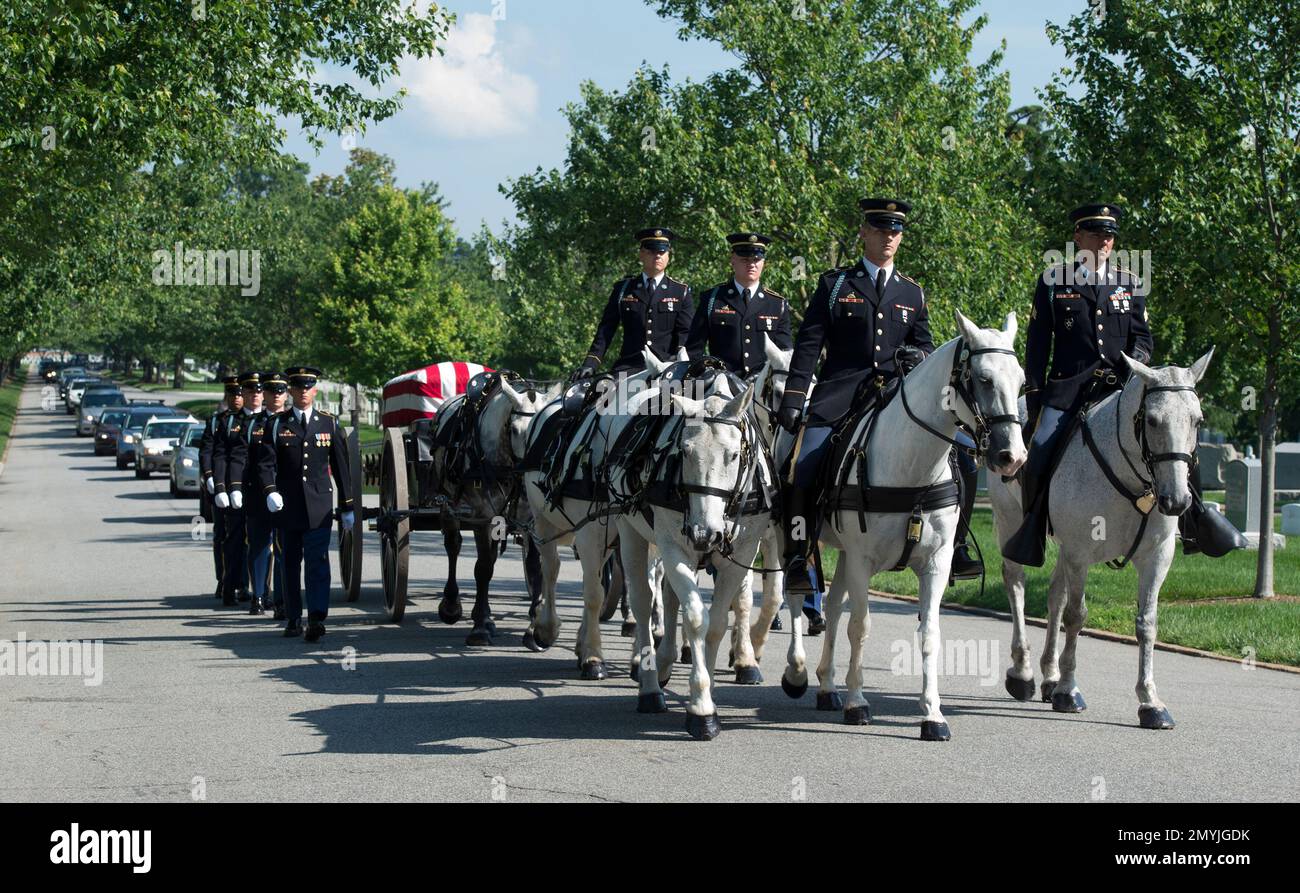 A caisson carrying the casket of Stephanie Rader, Captain, U.S. Army ...