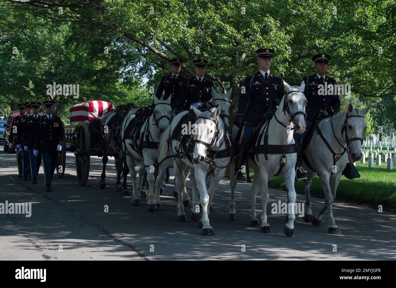 A caisson carrying the casket of Stephanie Rader, Captain, U.S. Army ...