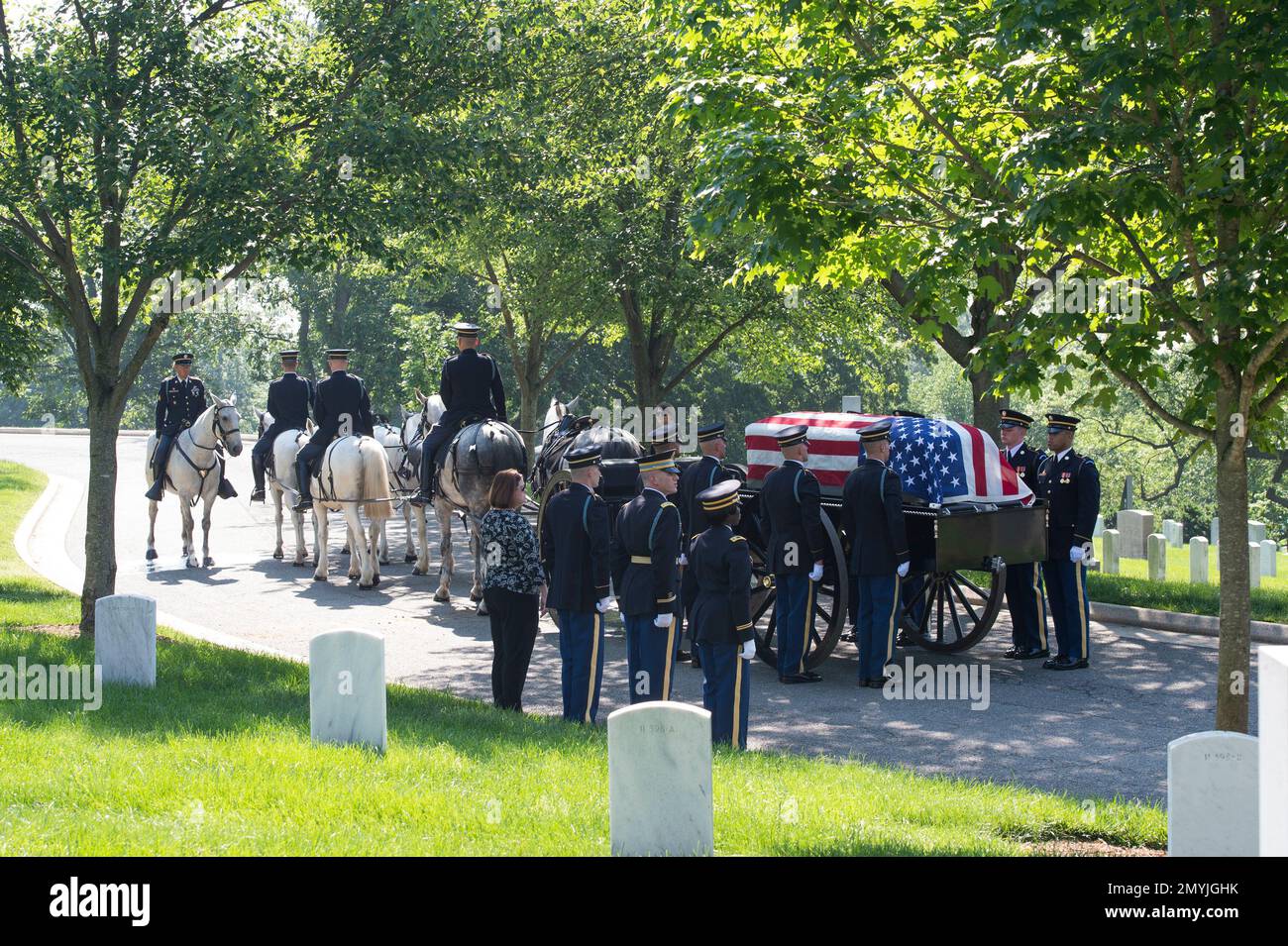 A caisson carrying the casket of Stephanie Rader, Captain, U.S. Army ...