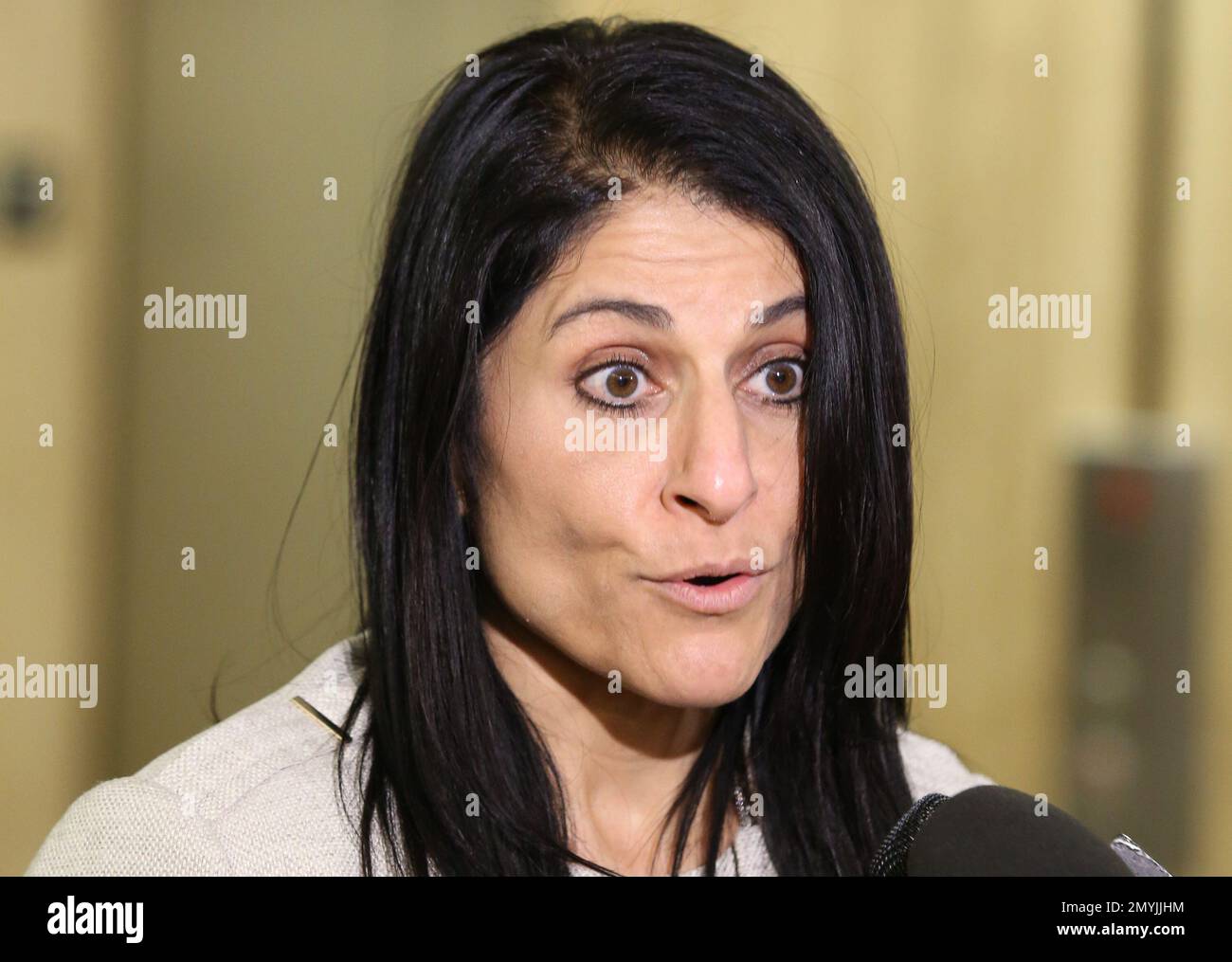 Prosecutor Tannaz Mokayef, speaks to the media, after defendant actor ...