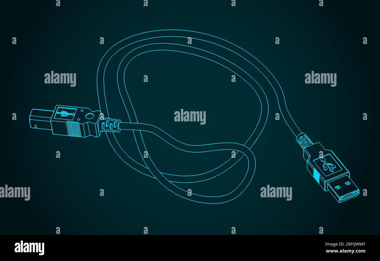 Stylized vector illustrations of USB Cable A-B Stock Vector Image & Art ...