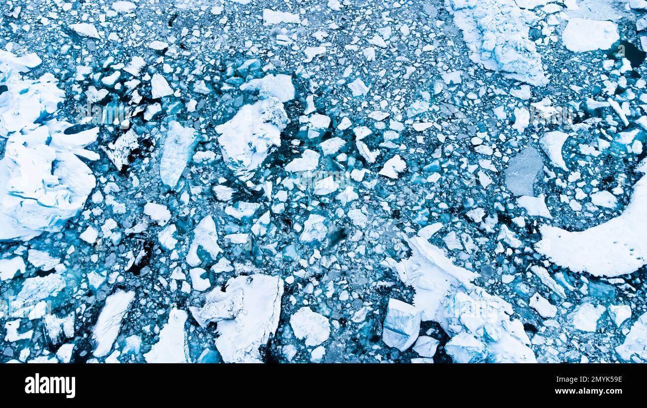 Melting Arctic Ice in Ocean Water, Blue Glacier Ice with Snow in ...