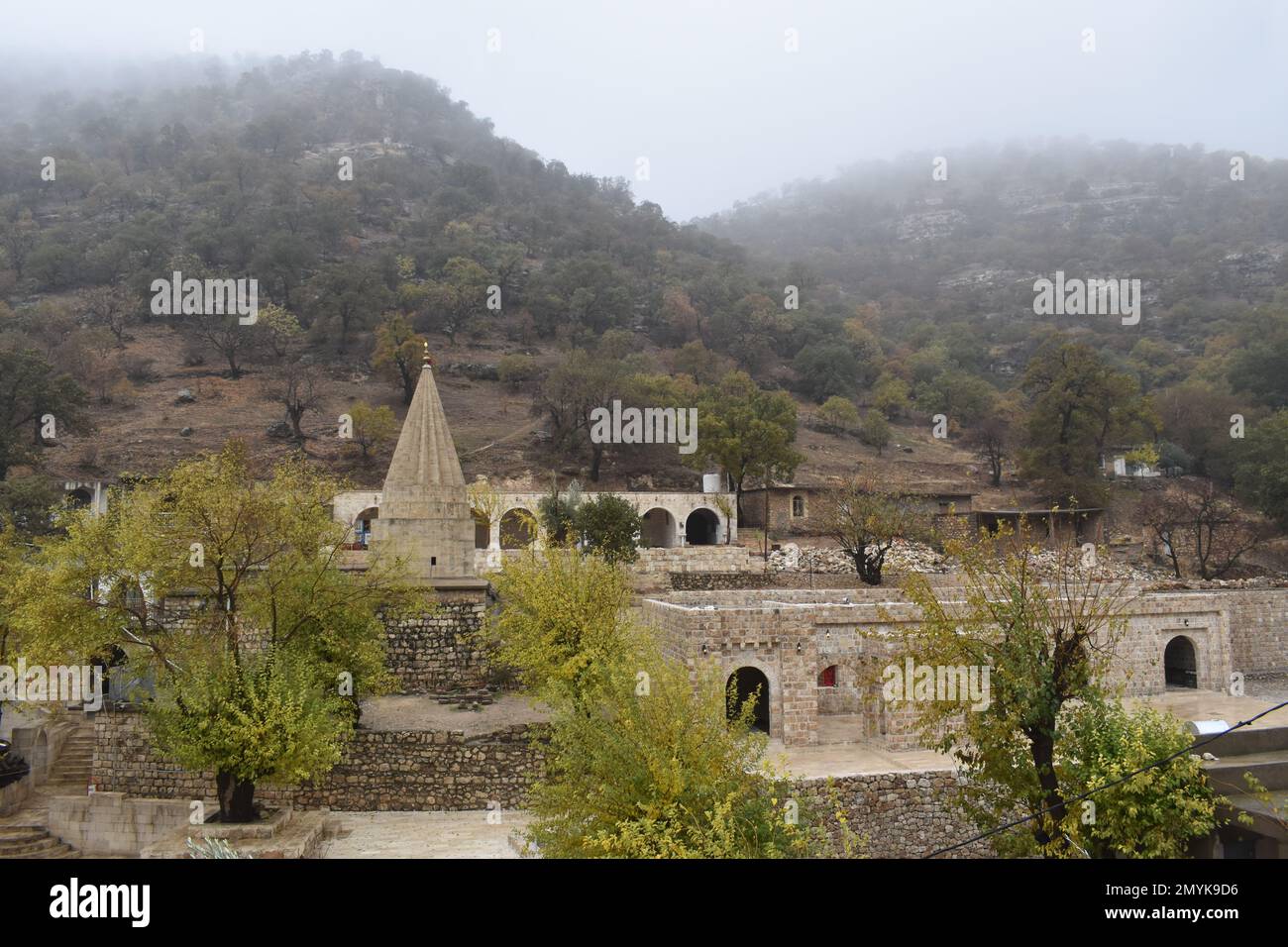 Overlooking historic Lalish Temple in Northern Iraq, the most holy site ...