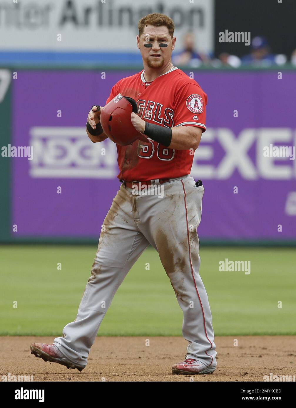 Los Angeles Angels Kole Calhoun walks on the field during a baseball ...