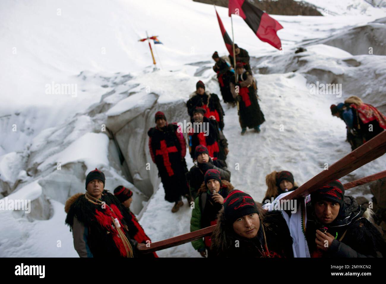 Pilgrims representing the Paucartambo indigenous nation, dressed as ...