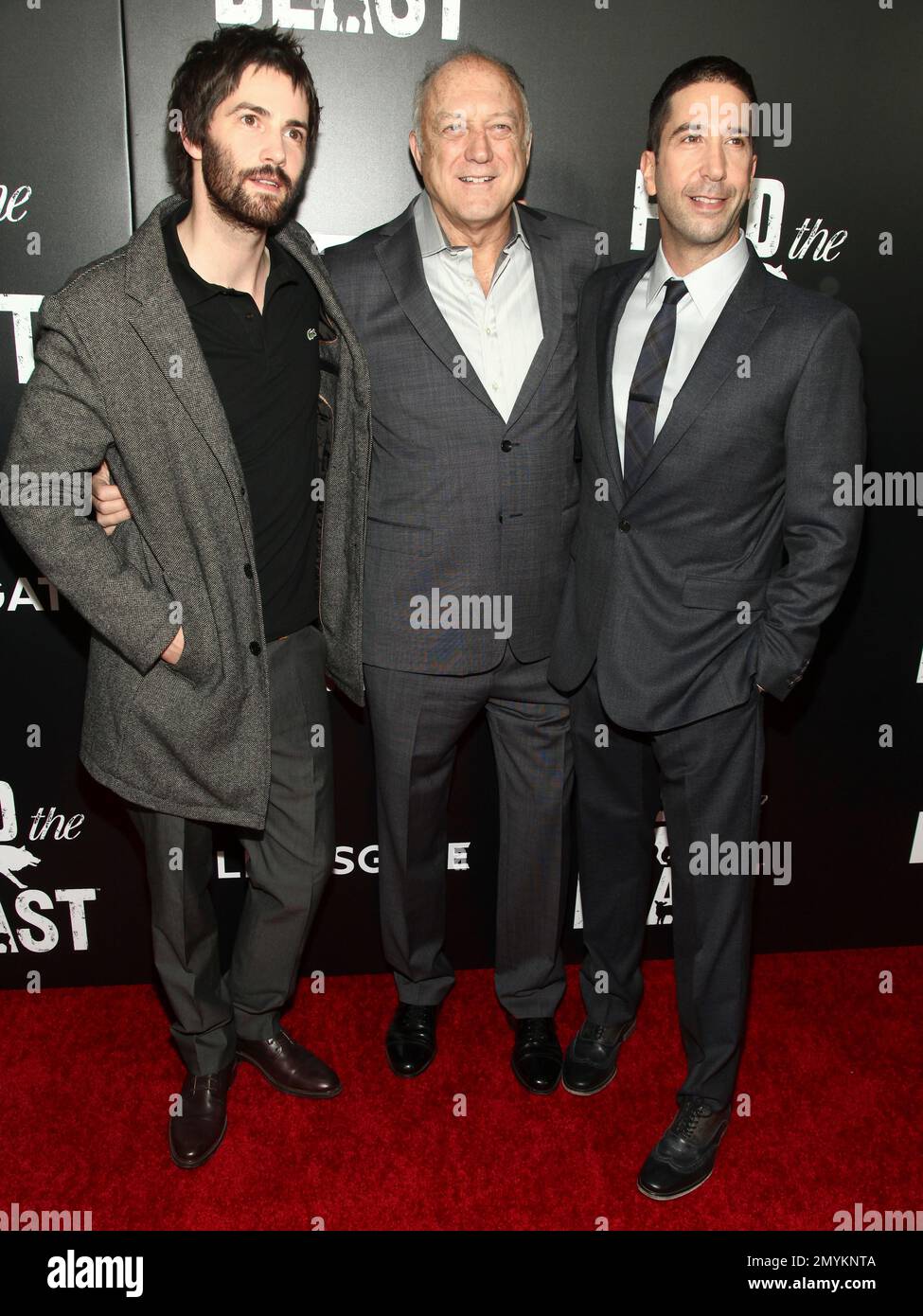 Jim Sturgess, from left, John Doman and David Schwimmer attend the ...
