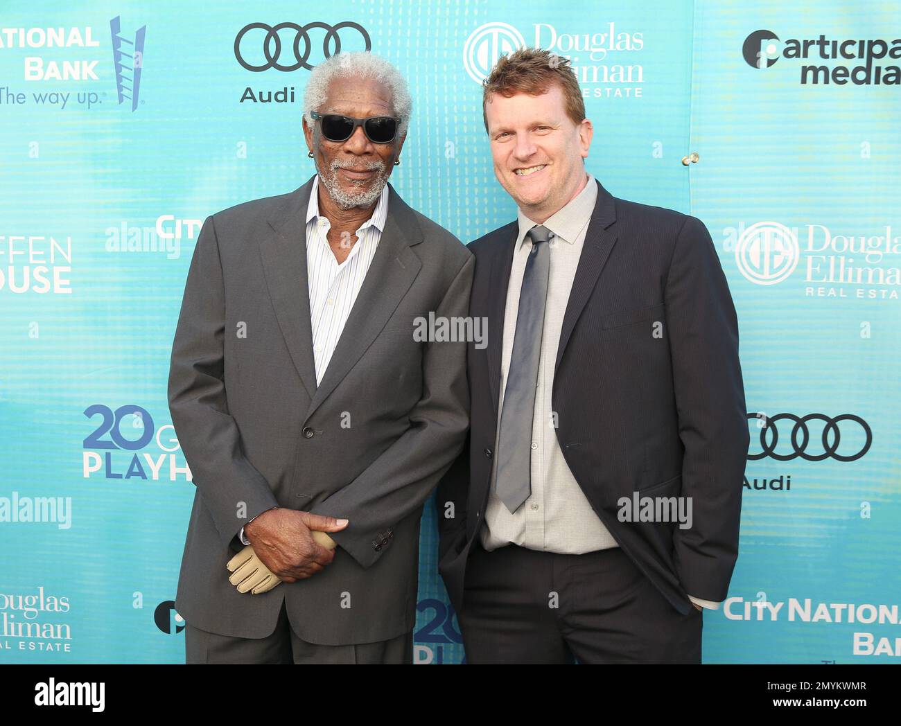 Morgan Freeman, left, and Gil Cates Jr. attends Backstage at the Geffen ...