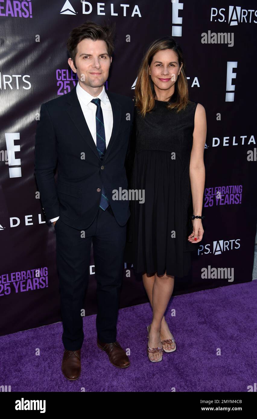 Actor Adam Scott and his wife Naomi pose together at P.S. Arts' "the ...