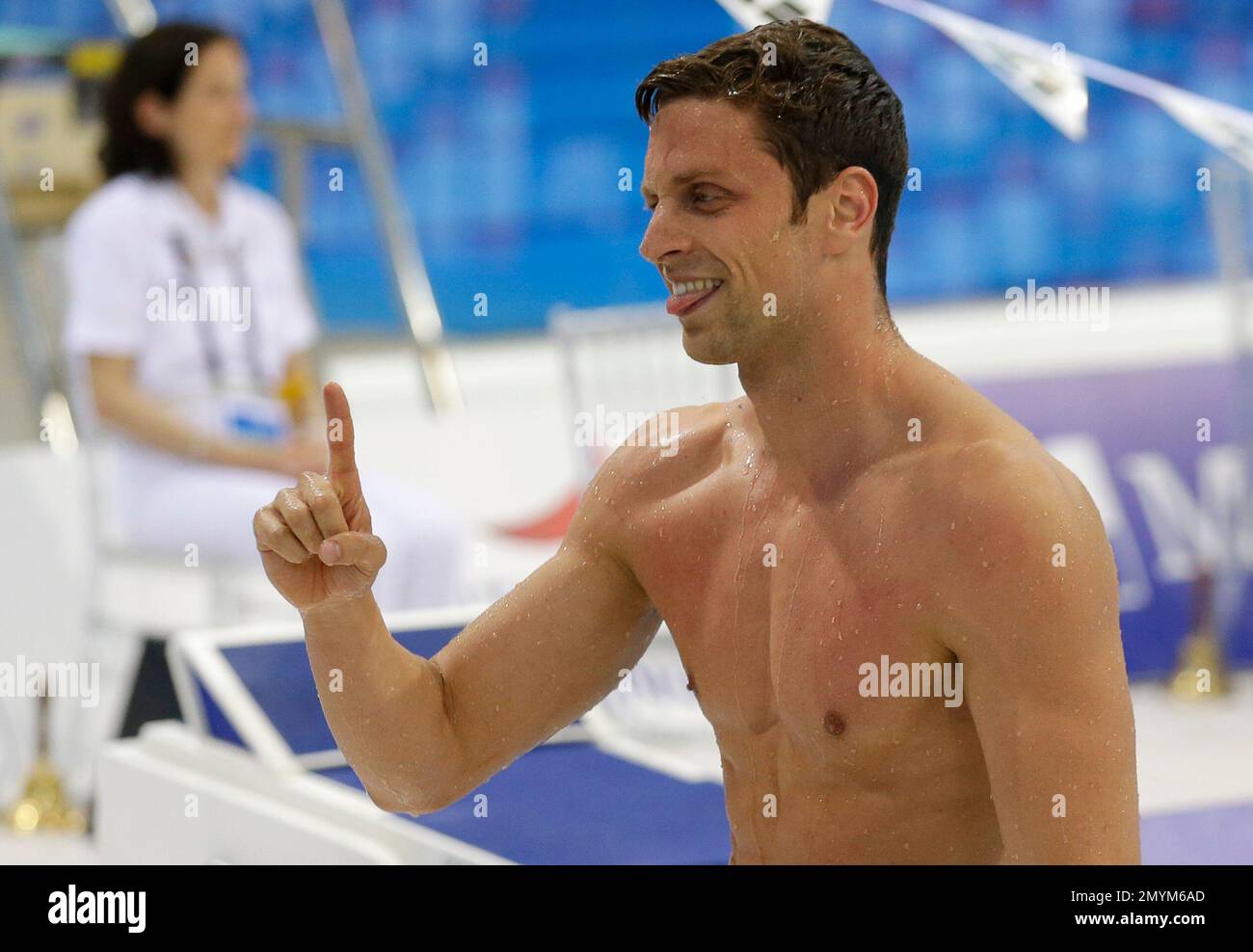 Italy's gold medal winner Luca Dotto celebrates after the men's 100 ...