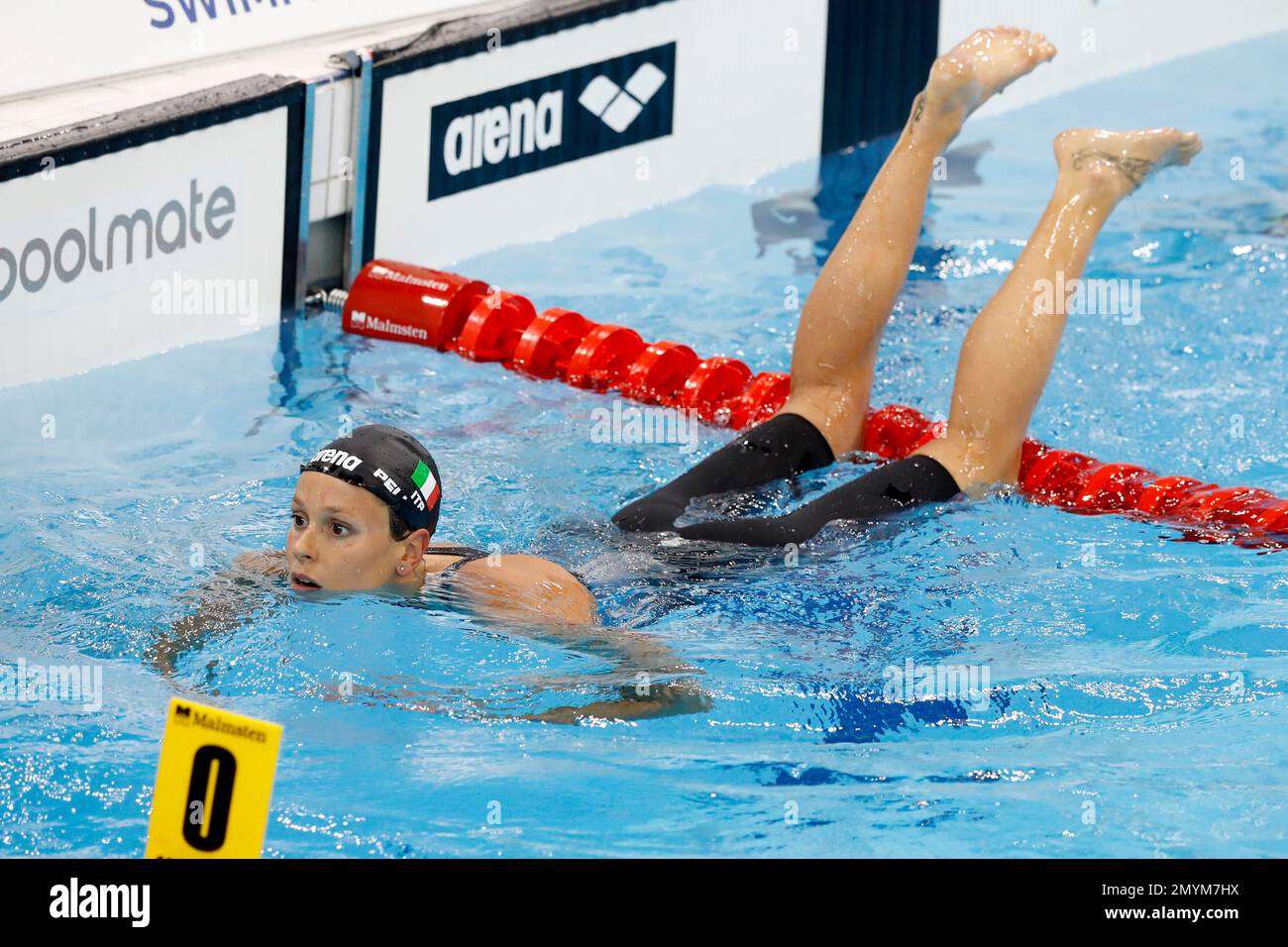 Italy's Federica Pellegrini exits the pool after competing in a women's ...