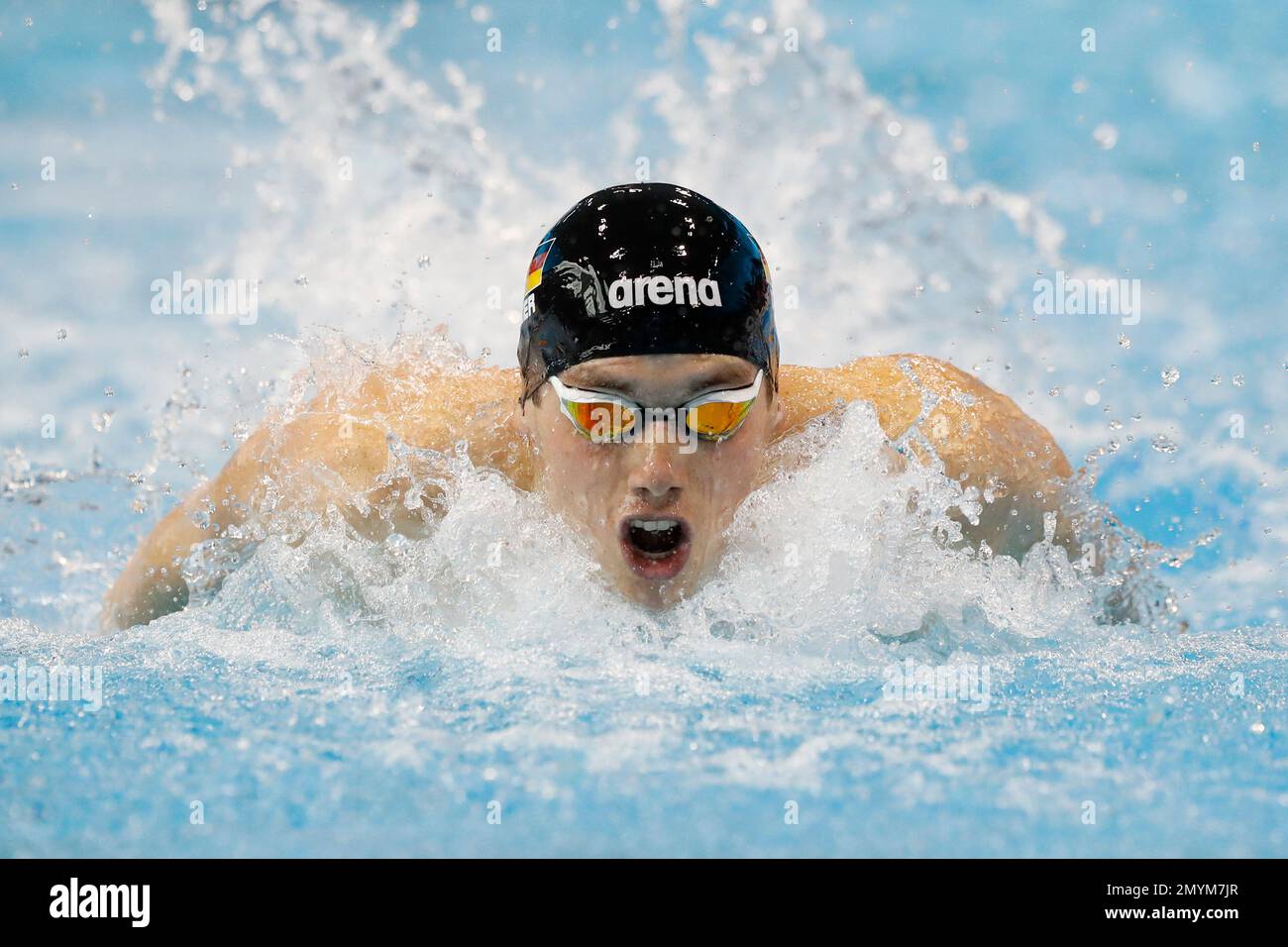 Germany's Markus Gierke competes in a men's 100m butterfly heat during ...
