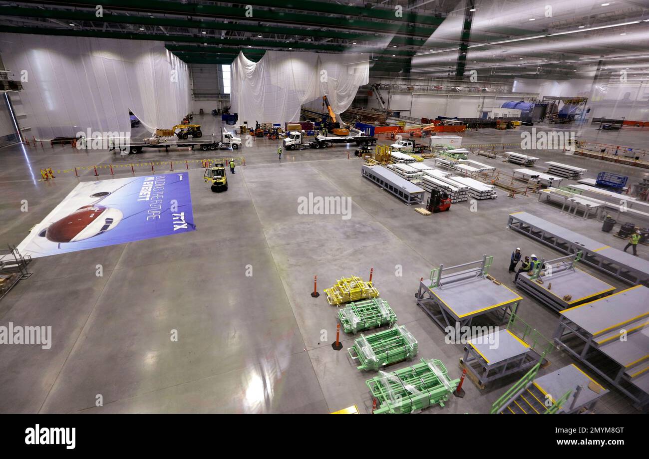 Work continues at the new Boeing 777X Composite Wing Center a day ahead ...