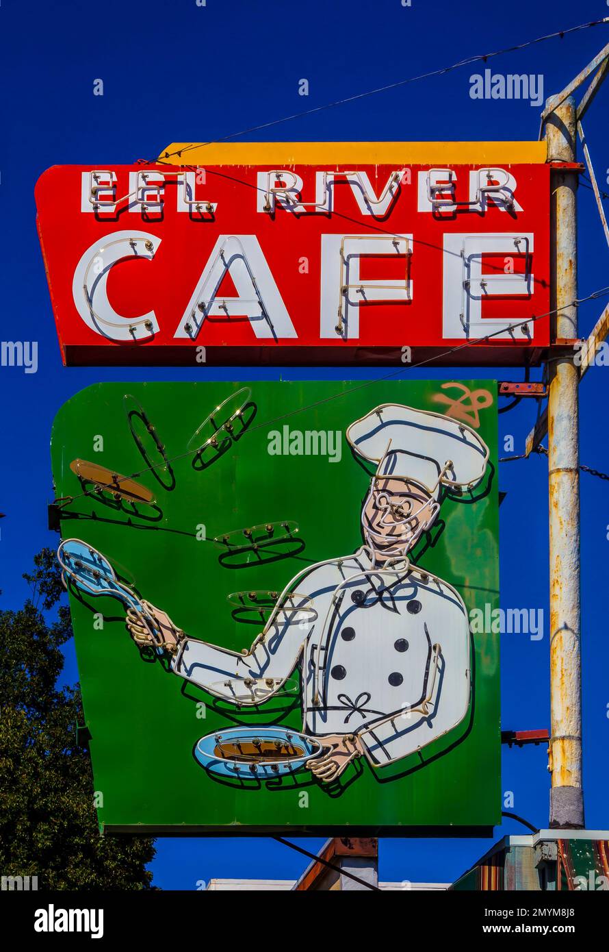 Old Ell River Cafe Sign Stock Photo - Alamy