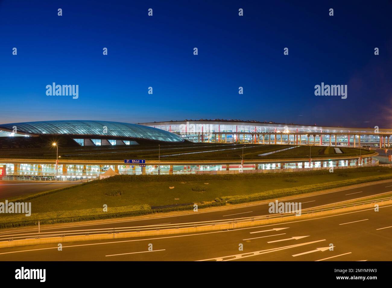 The capital airport terminal 3 at night Stock Photo - Alamy