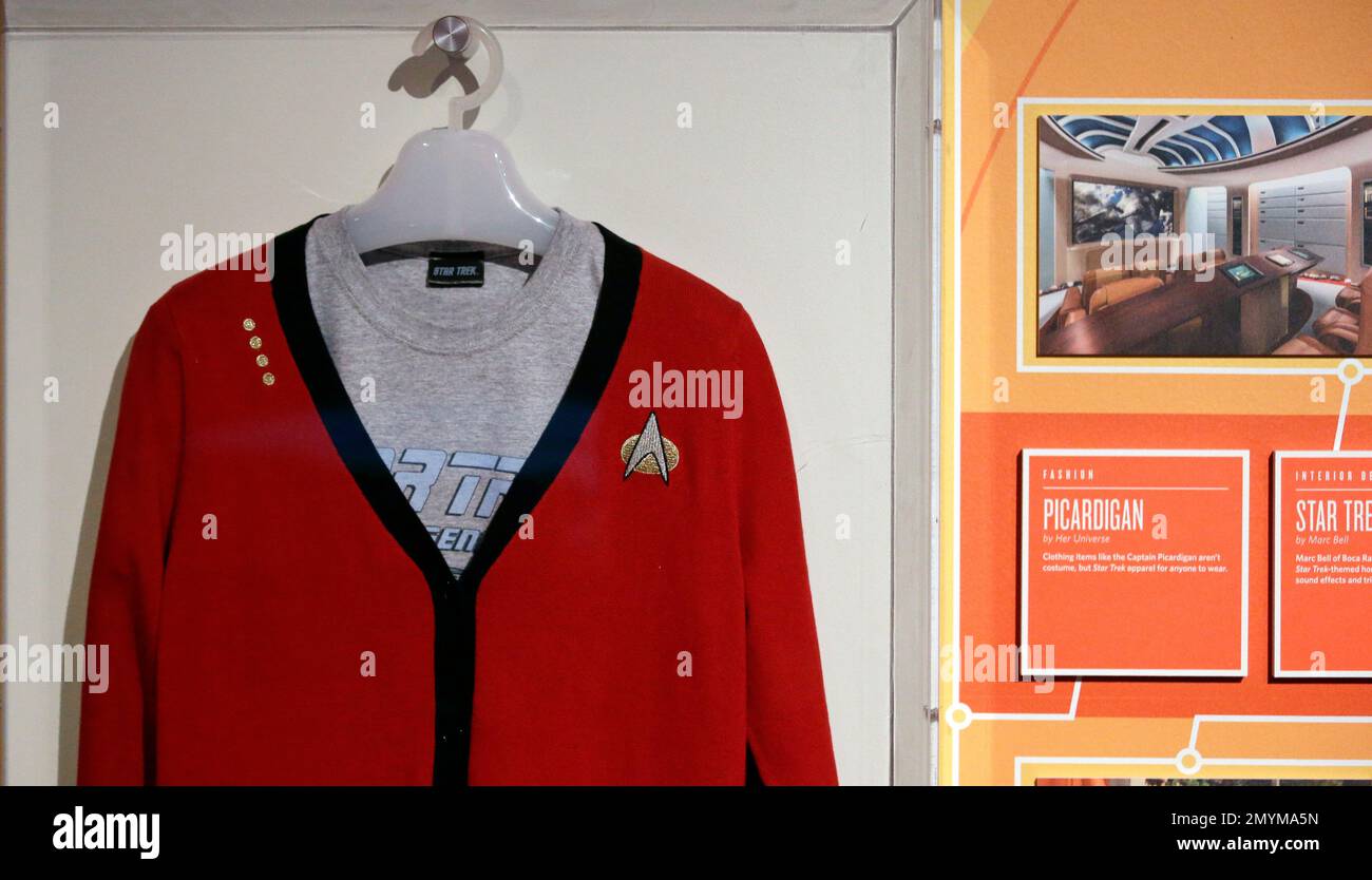 In this photo taken Wednesday, May 18, 2016, a "Picardigan" sweater (a ...