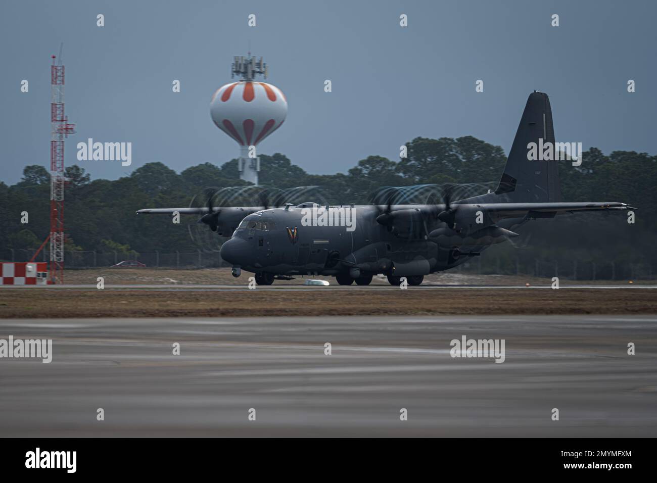 An AC-130J Ghostrider Gunship prepares to takeoff at Hurlburt Field ...