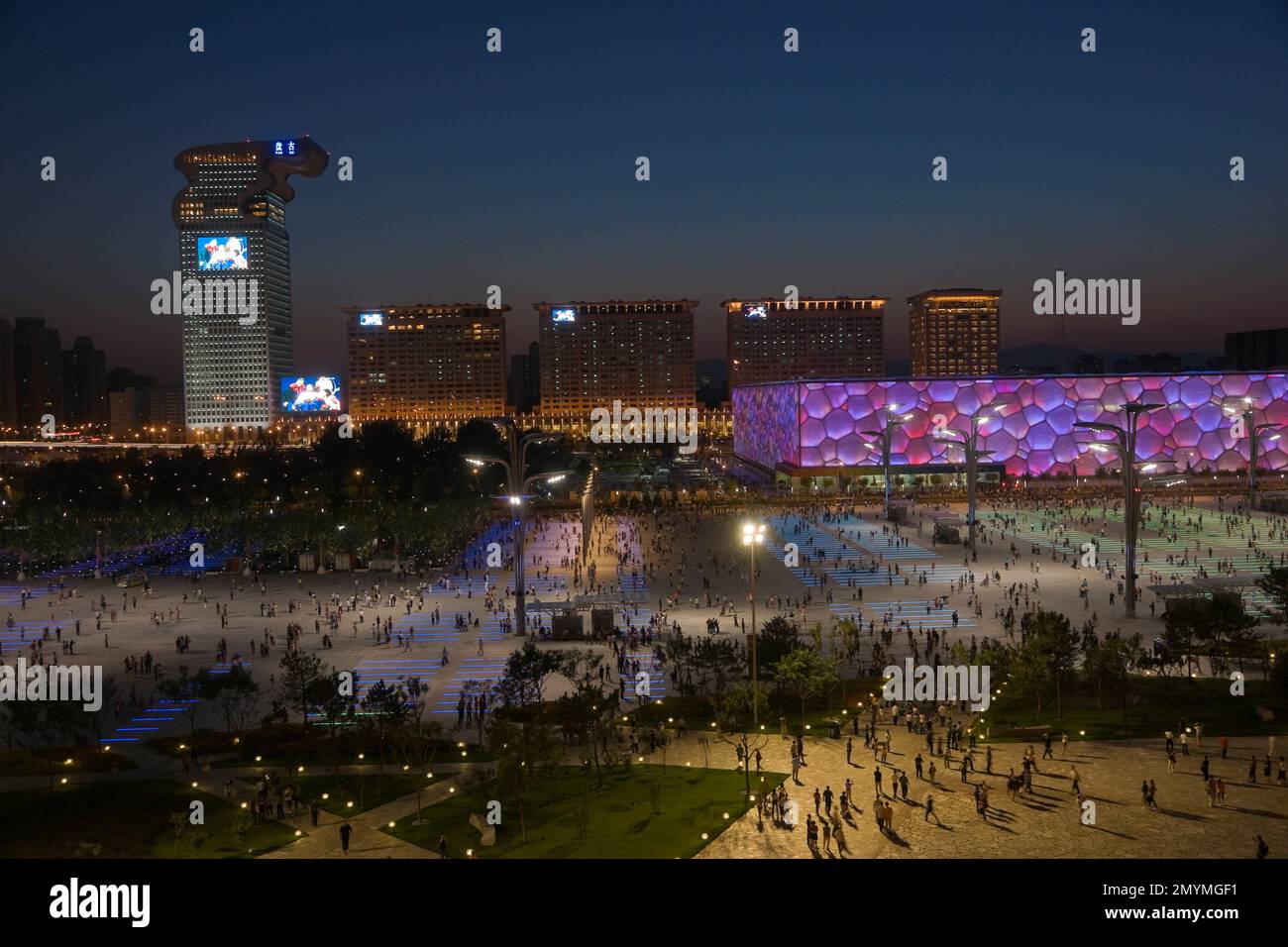 Olympic venues water cube at night Stock Photo - Alamy
