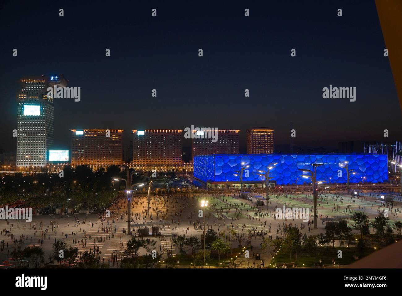 Olympic venues water cube at night Stock Photo - Alamy