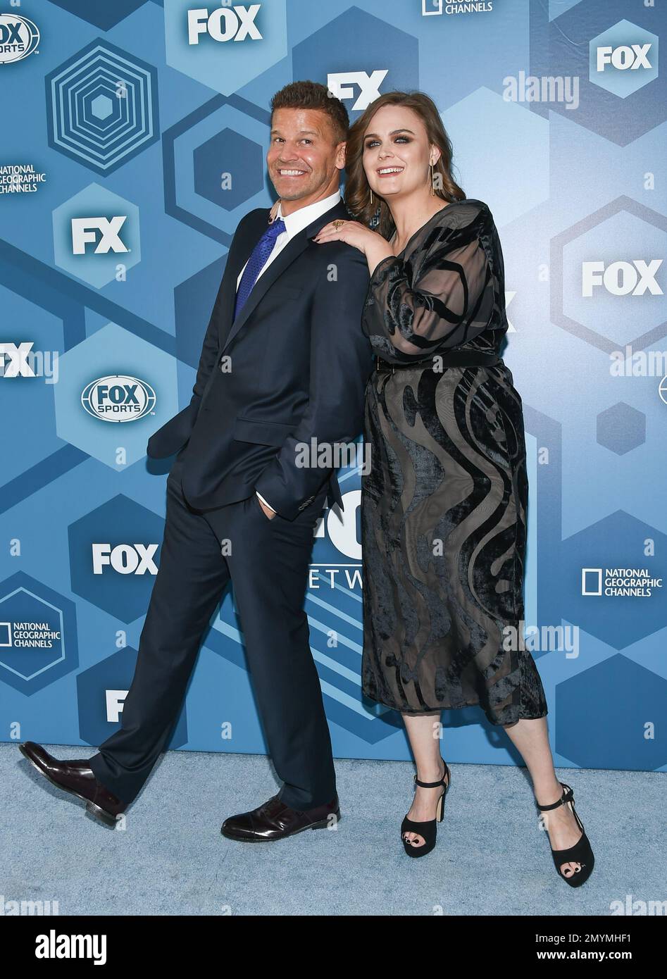 David Boreanaz and Emily Deschanel attend the FOX Networks 2016 Upfront Presentation Party at ...