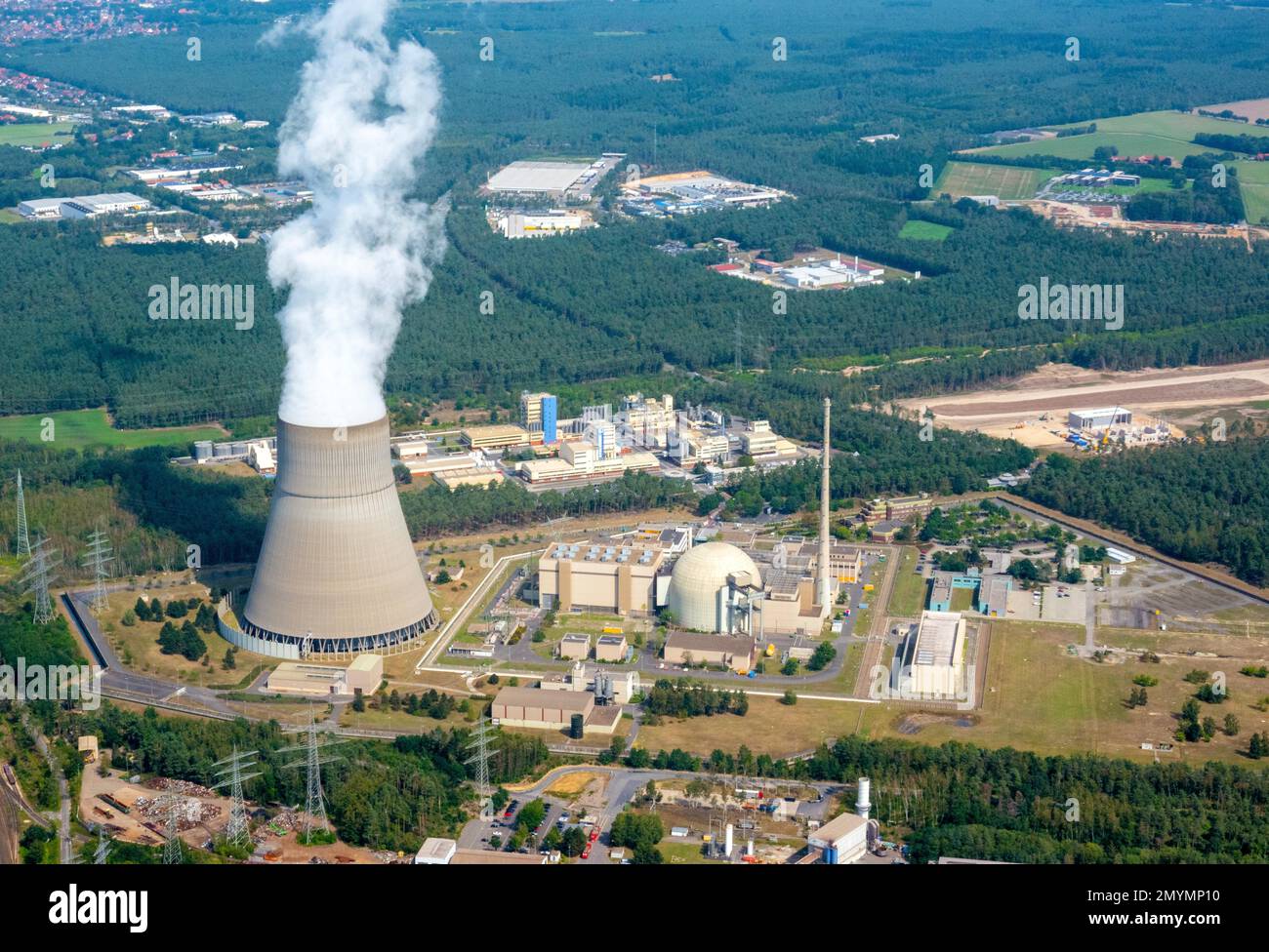 Emsland nuclear power plant, AKW Emsland, Lingen, nuclear power plant, aerial photograph, aerial ...