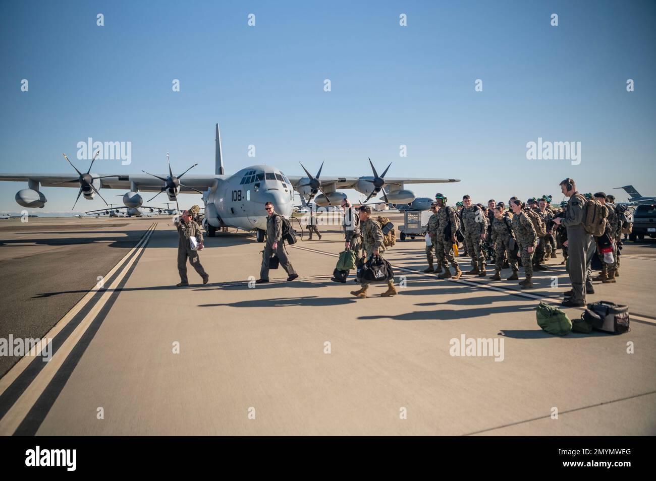 U.S. Marines with Marine Aerial Refueler Transport Squadron (VMGR) 352 ...