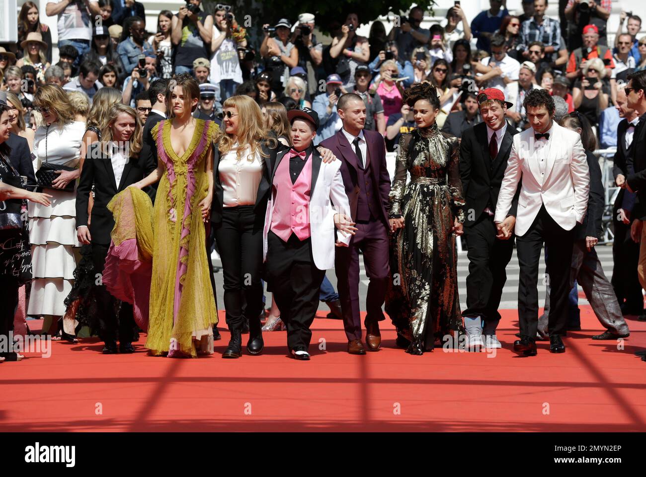 Actors from left, Isaiah Stone, Riley Keough, director Andrea Arnold ...
