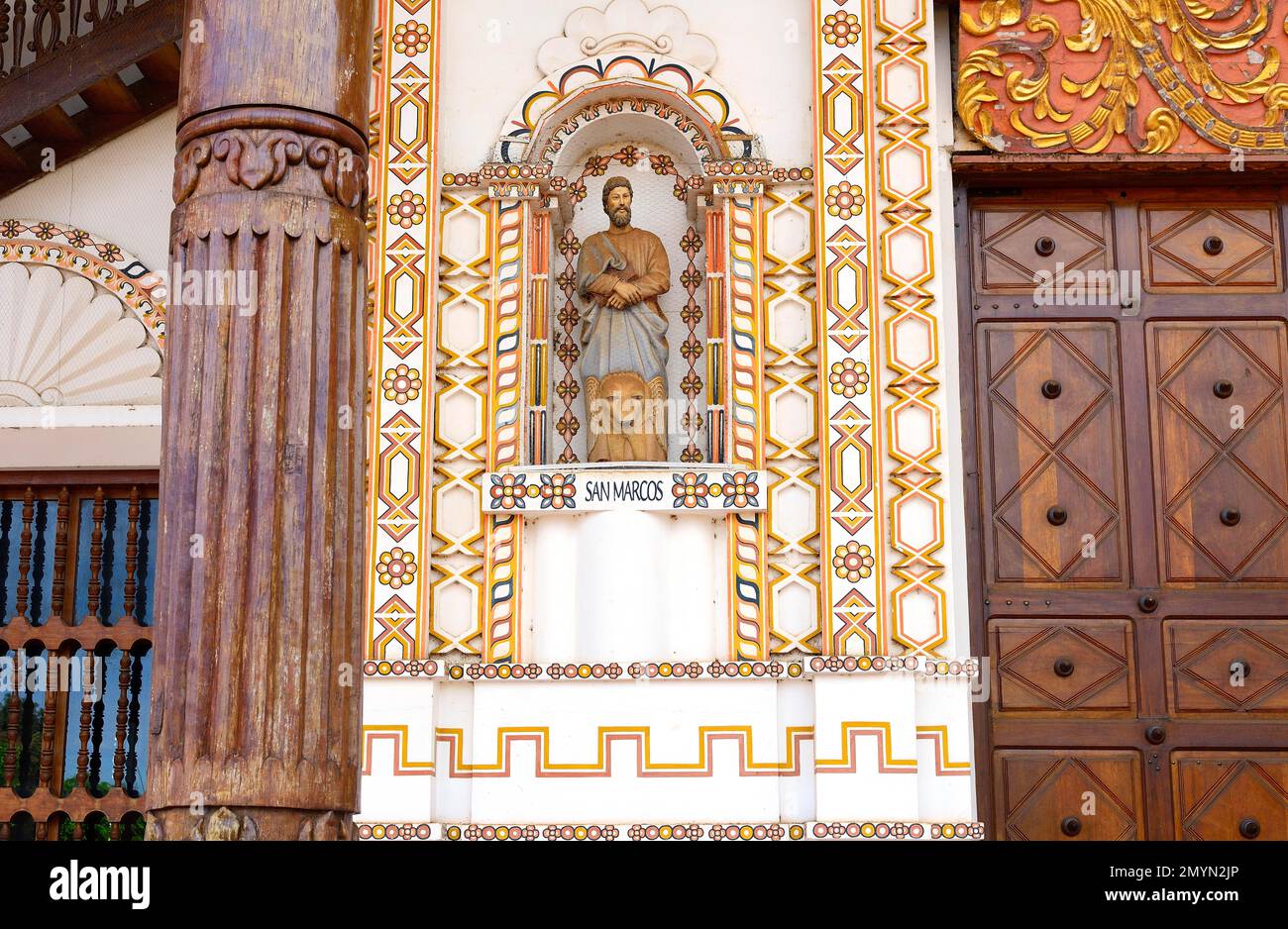 Figure of Saint Mark on the front of the cathedral church, San Ignacio ...