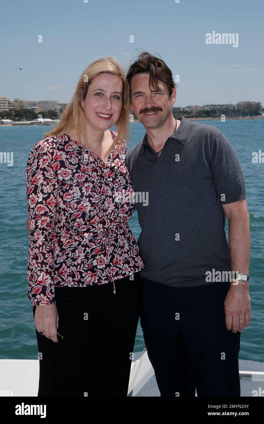 Actor Dougray Scott, right, and Sofia Sondervan pose for photographers ...