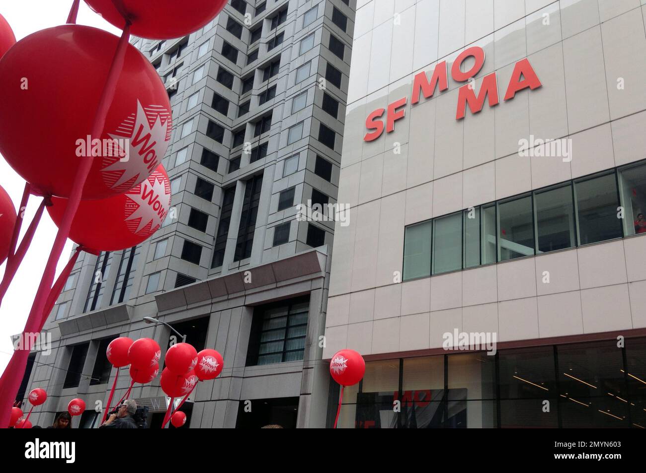 Balloons line the streets in front of the San Francisco Museum of ...