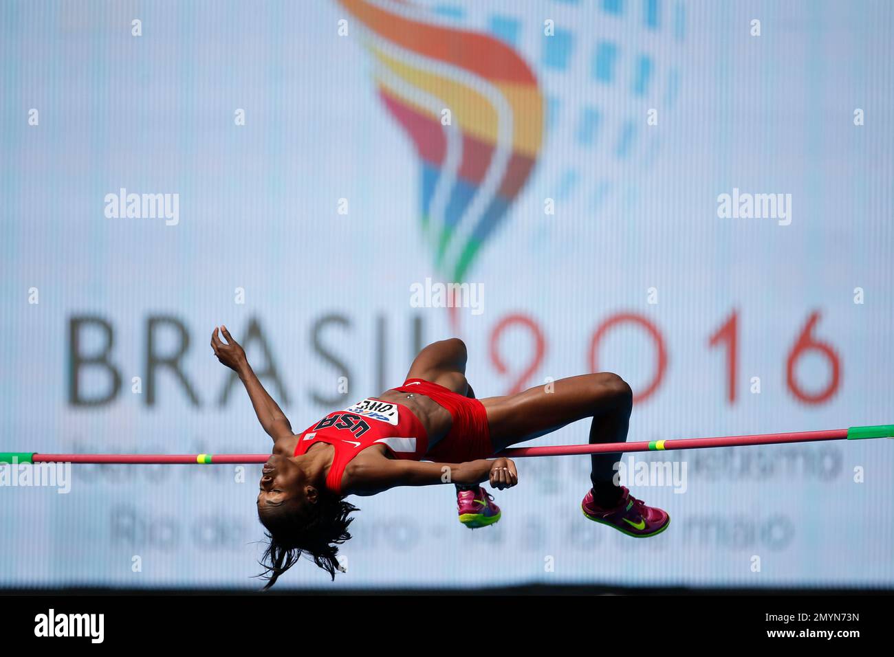 United States' Chaunte Lowe competes in the women's high jump during ...