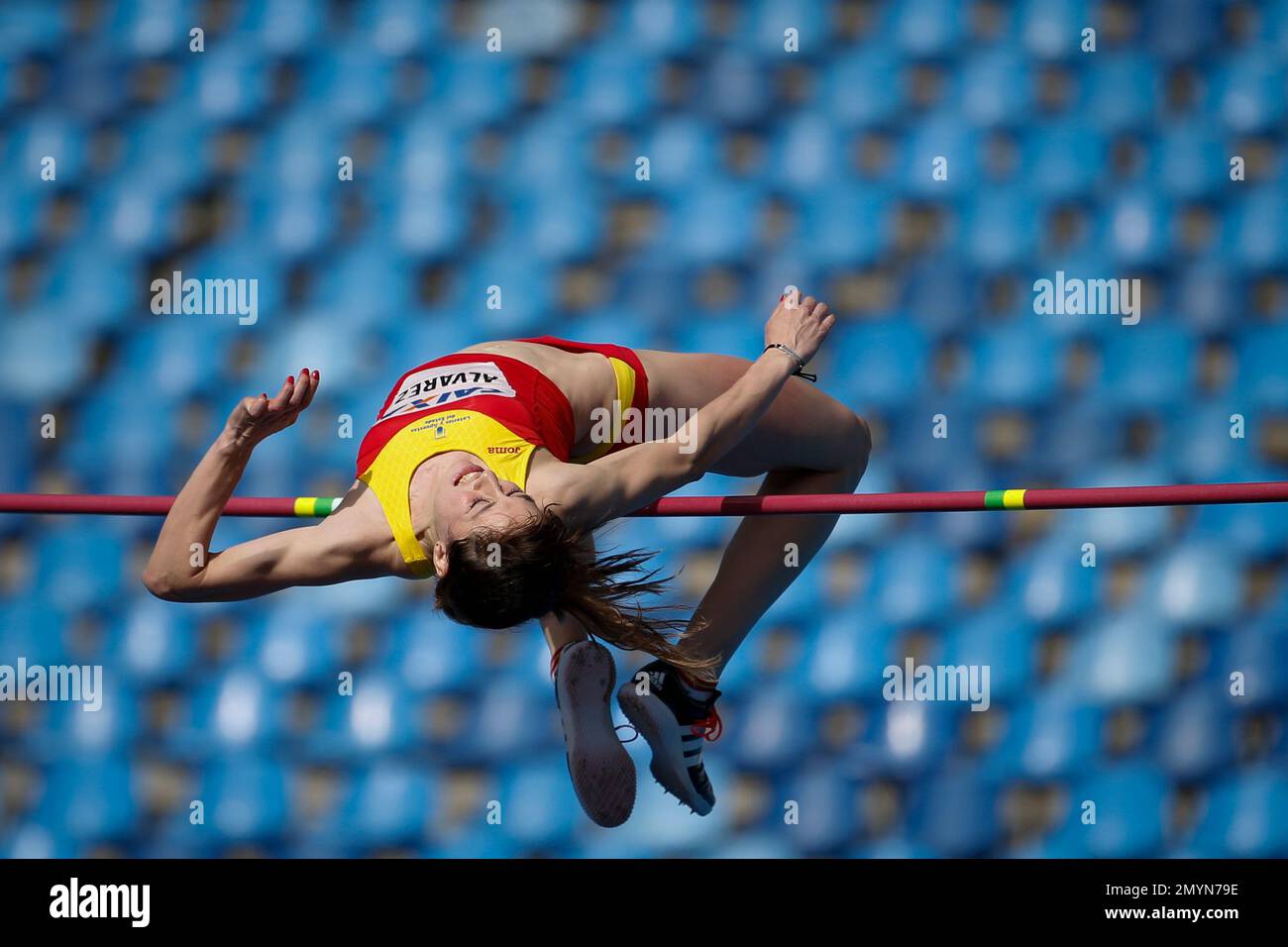 Spain's Raquel Alvarez competes in the women's high jump during the ...