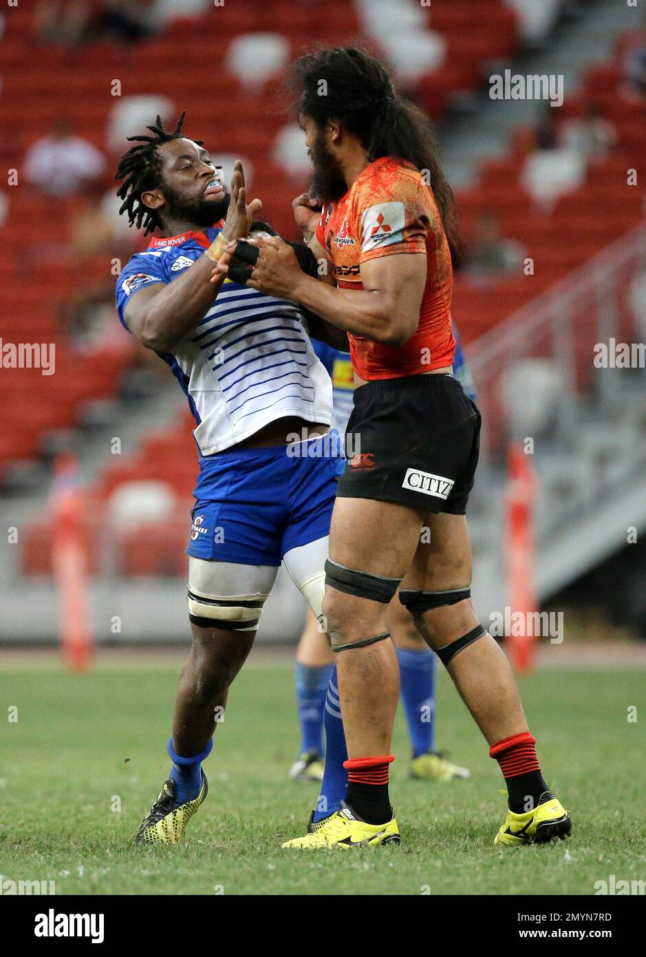 South Africa's Siyamthanda Kolisi of the Stormers, left, and Liaki Moli ...