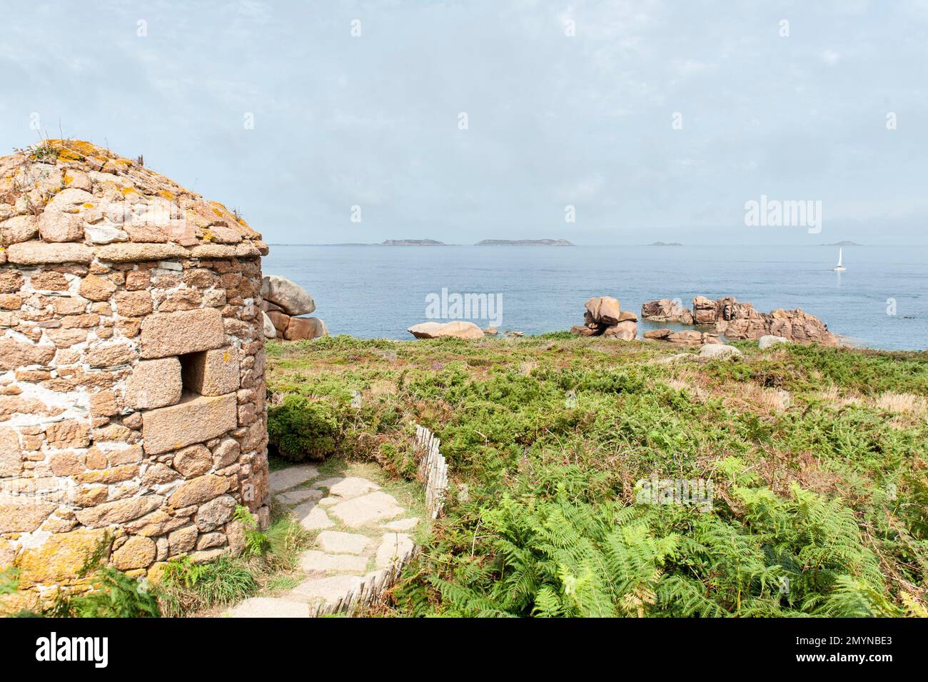 Stone turrets, publicans' path, GR 34, Sentier des Douaniers, Côte de ...