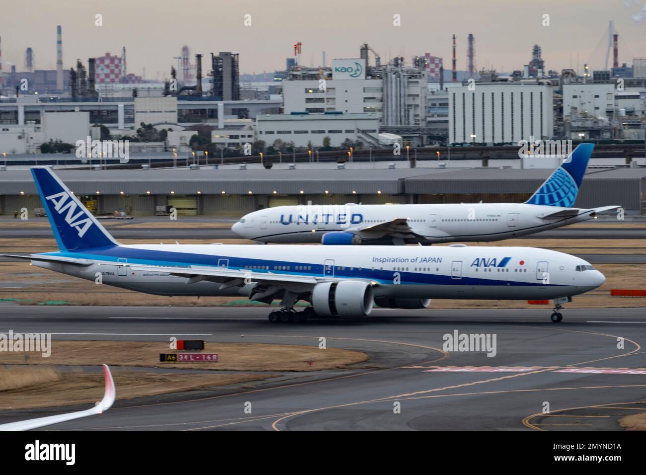 Tokyo, Japan. 2nd Feb, 2023. An ANA Boeing 777-300ER jet (JA794A) arriving to Tokyo ...