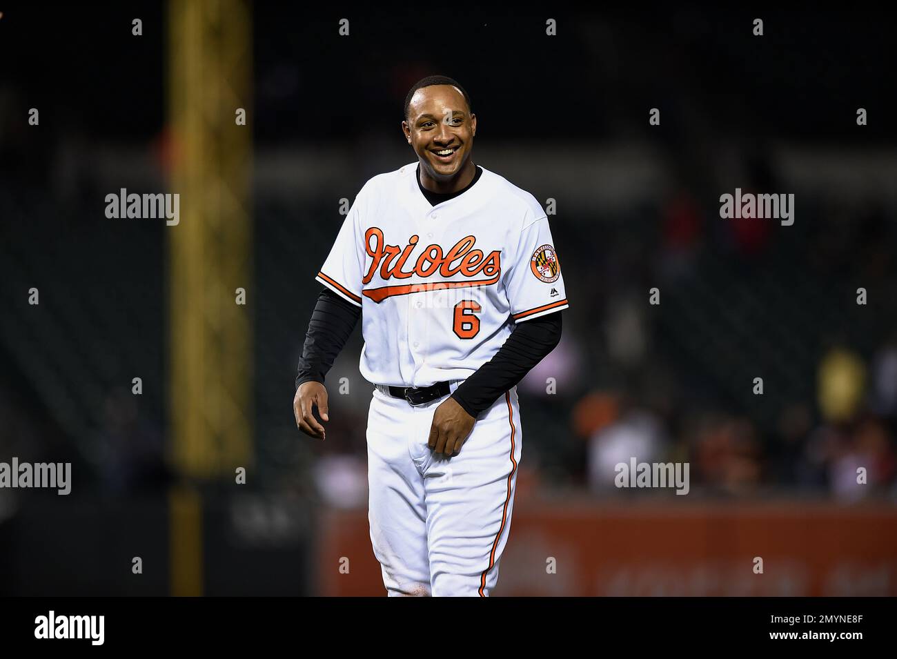 Baltimore Orioles' Jonathan Schoop smiles after hitting a two run ...