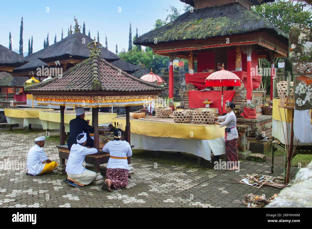 Hindu priest during sacrificial ritual, Buddhist Hindu temple complex ...