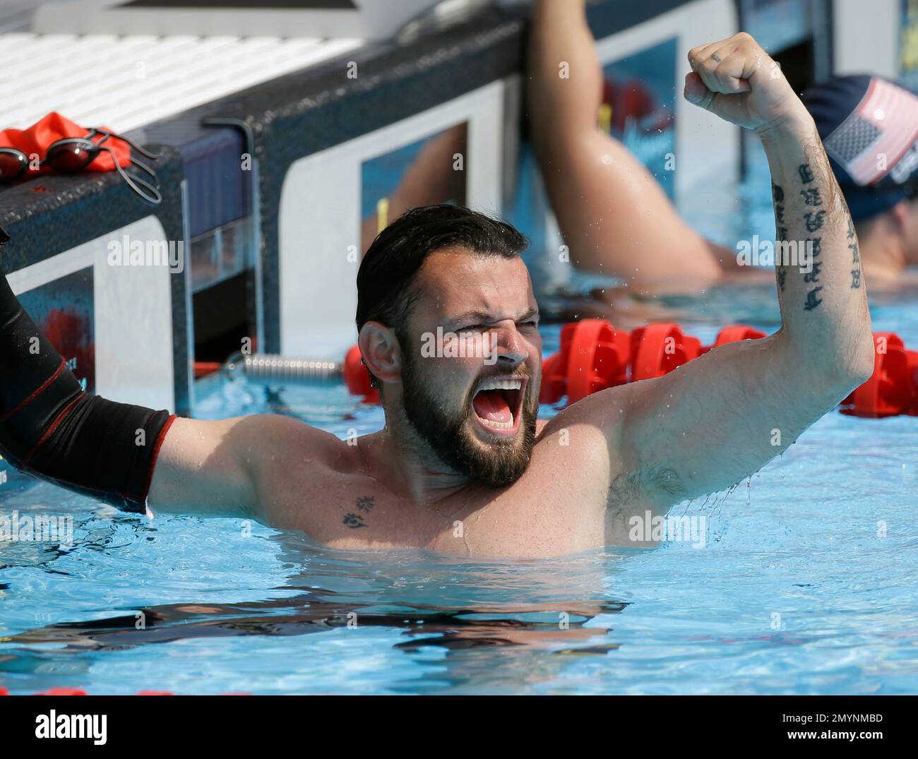 Paul Vice, of the United Kingdom, celebrates his gold medal win in the ...