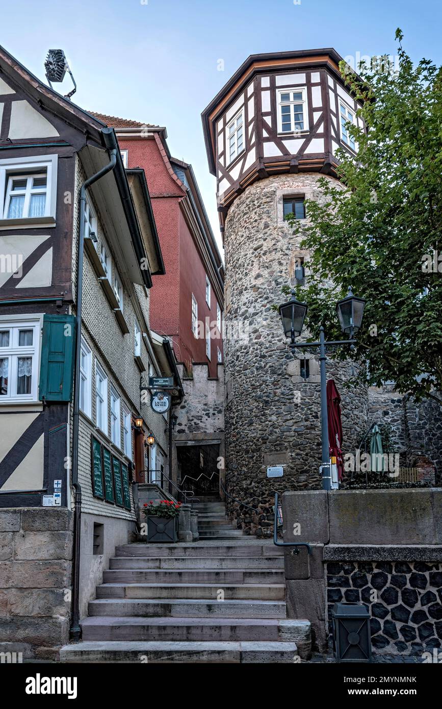 Anchor tower, medieval fortified tower of the town wall with half ...