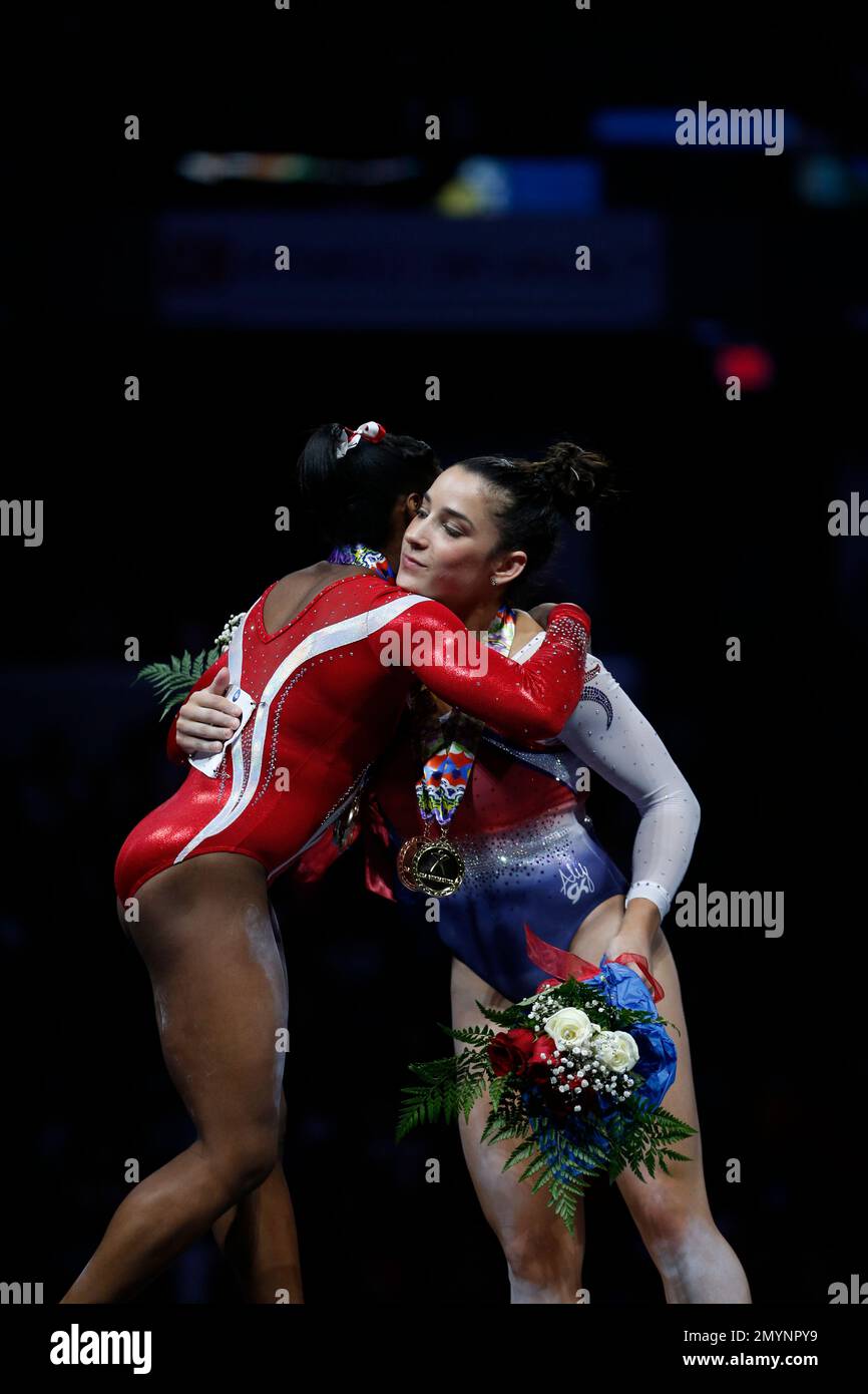 All around competition gold medalist Simone Biles, left, and bronze ...