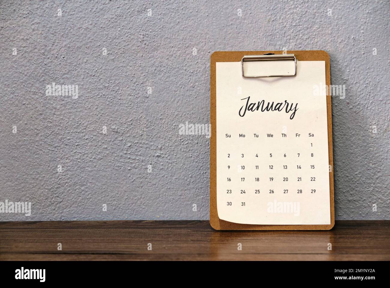 January calendar on a wall with copy space Stock Photo - Alamy