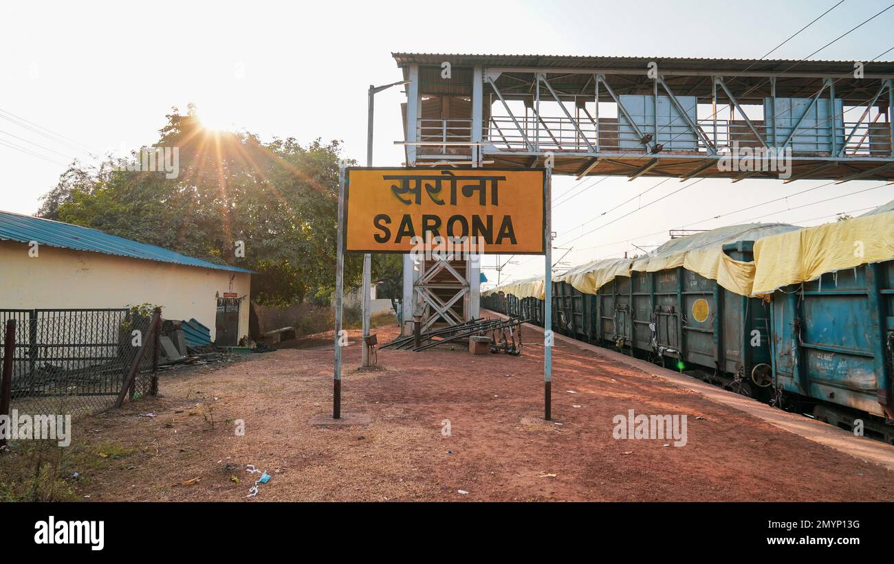 indian Railway station, Sarona Raipur railway junction in india, Yellow ...