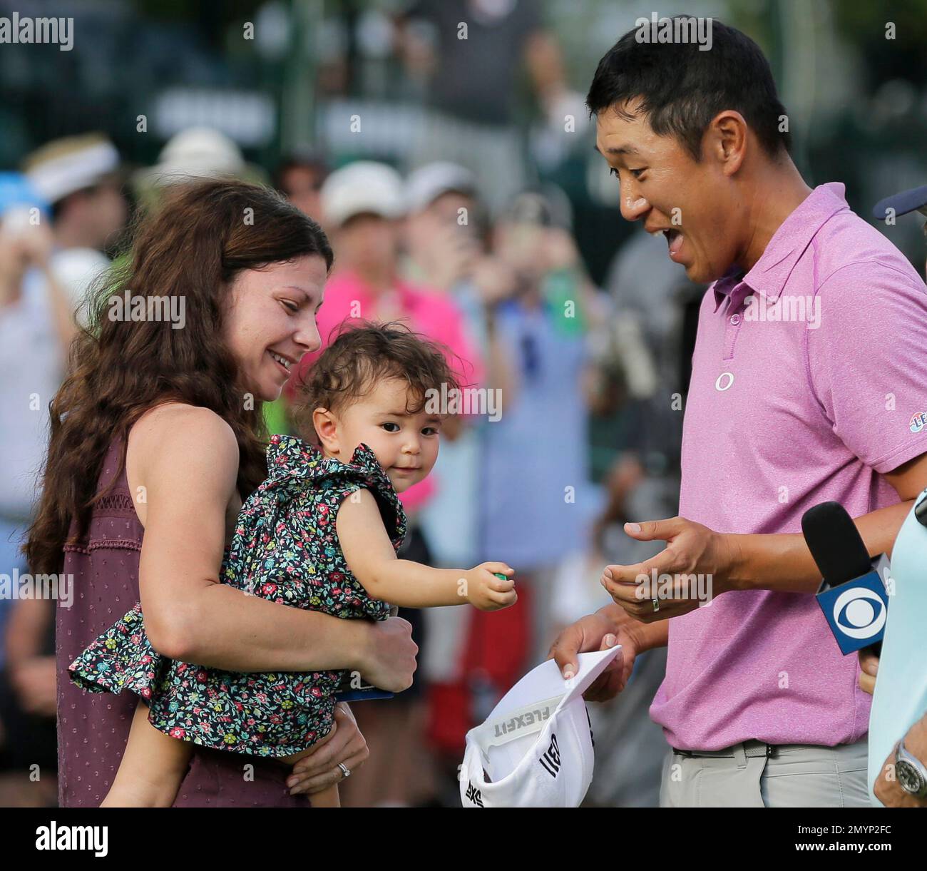 James Hahn, right, celebrates with his wife Stephanie and their ...