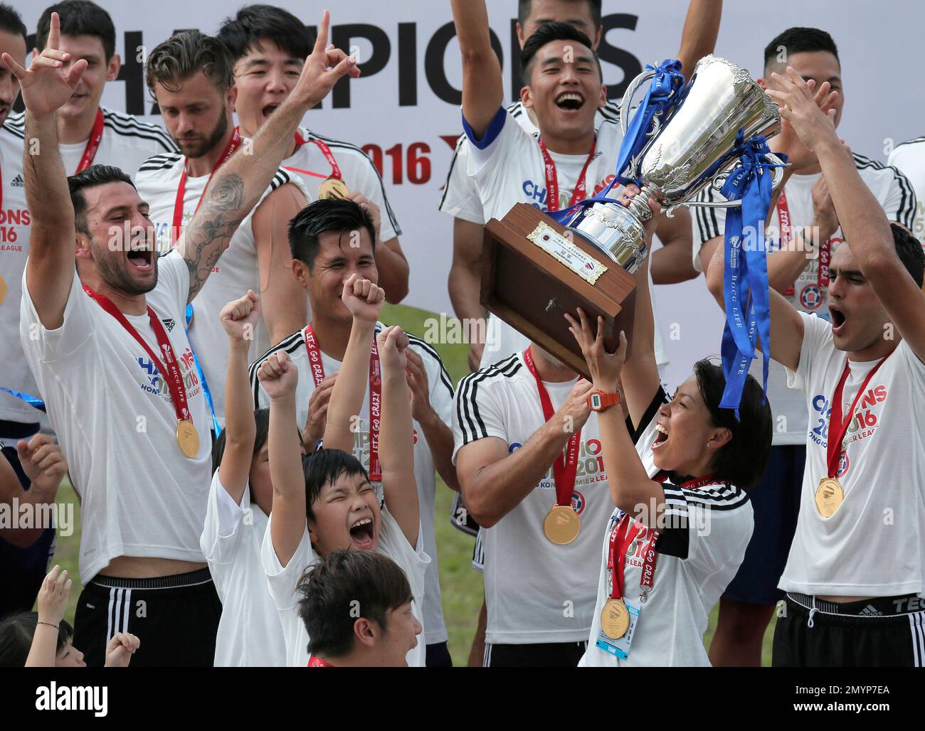 Eastern Sports Club head coach Chan Yuen-ting, second from right ...