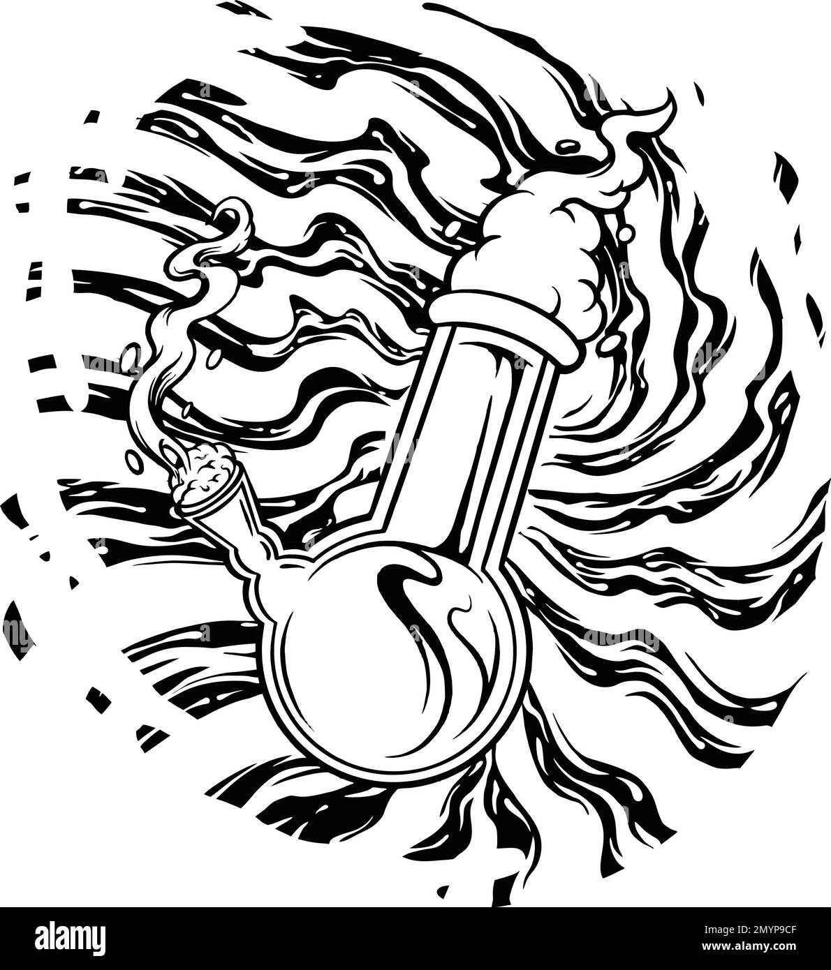 Trippy glass bong marijuana smoke silhouette vector illustrations for ...